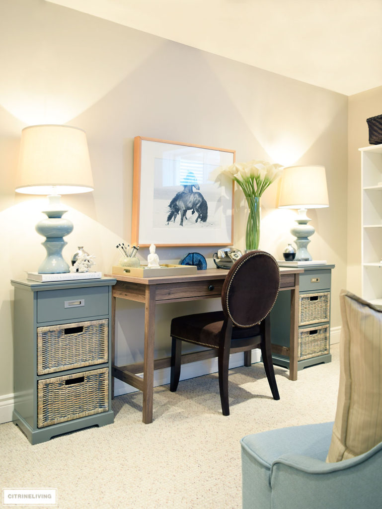 HOW I CREATED A PRETTY OFFICE SPACE IN OUR BASEMENT