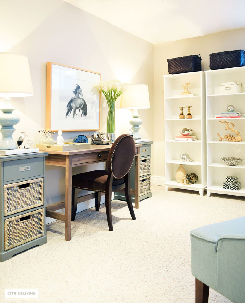 HOW I CREATED A PRETTY OFFICE SPACE IN OUR BASEMENT