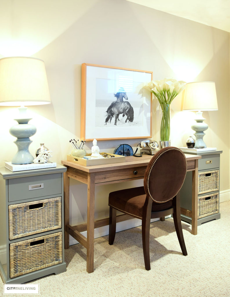 HOW I CREATED A PRETTY OFFICE SPACE IN OUR BASEMENT