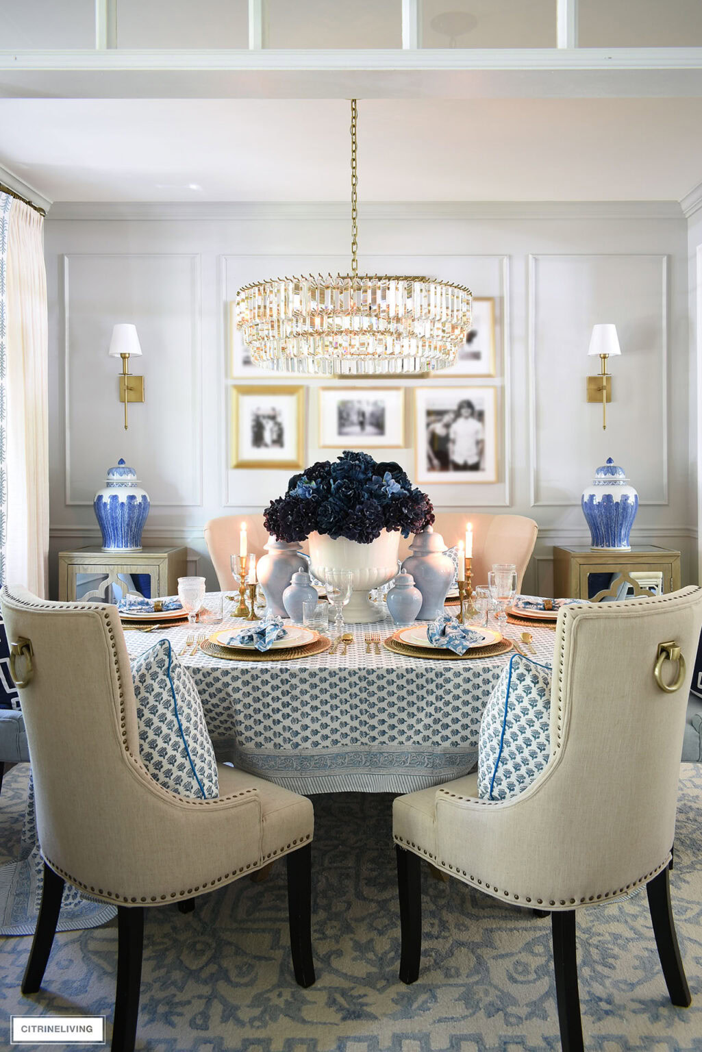 FALL DINING ROOM AND A CHIC, BLOCK PRINT TABLESCAPE - CITRINELIVING