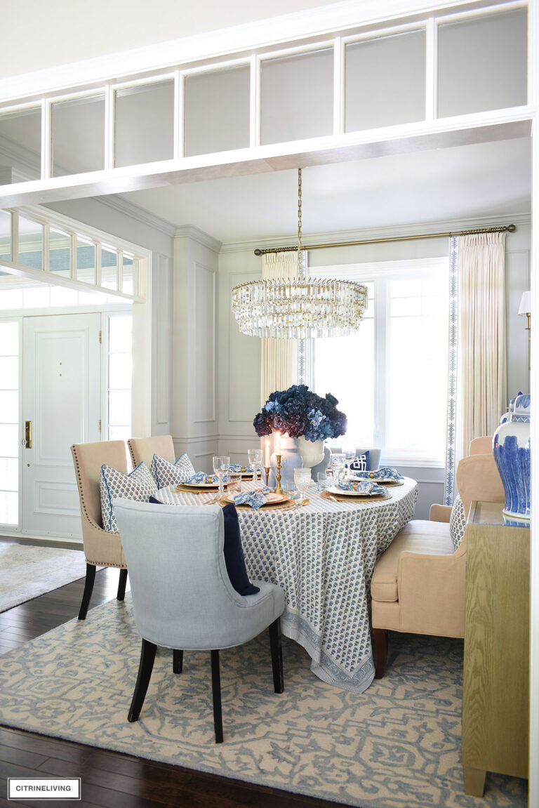 FALL DINING ROOM AND A CHIC, BLOCK PRINT TABLESCAPE - CITRINELIVING